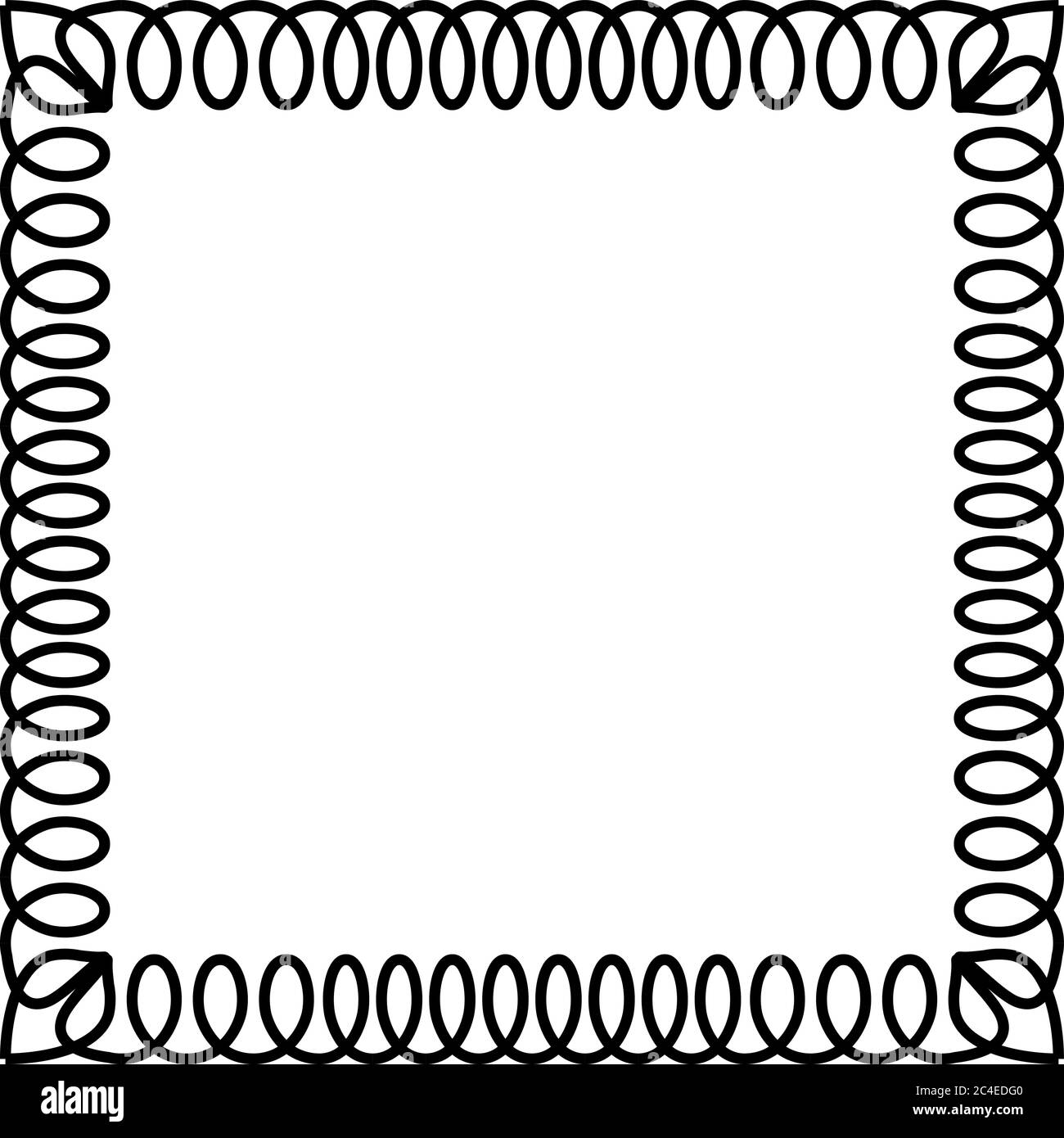 Ornamental frame - black telephone spiral cable. Simple flat ...