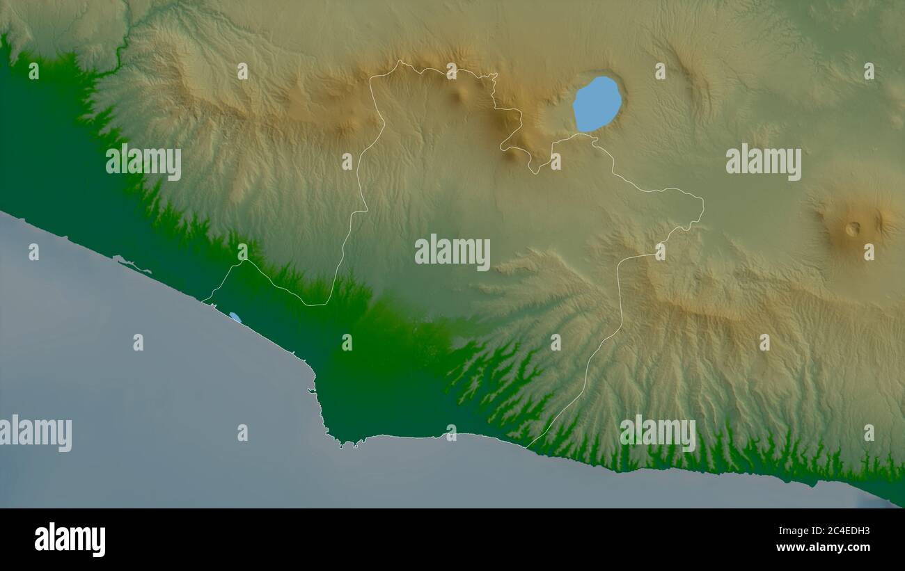 Sonsonate, department of El Salvador. Colored shader data with lakes ...