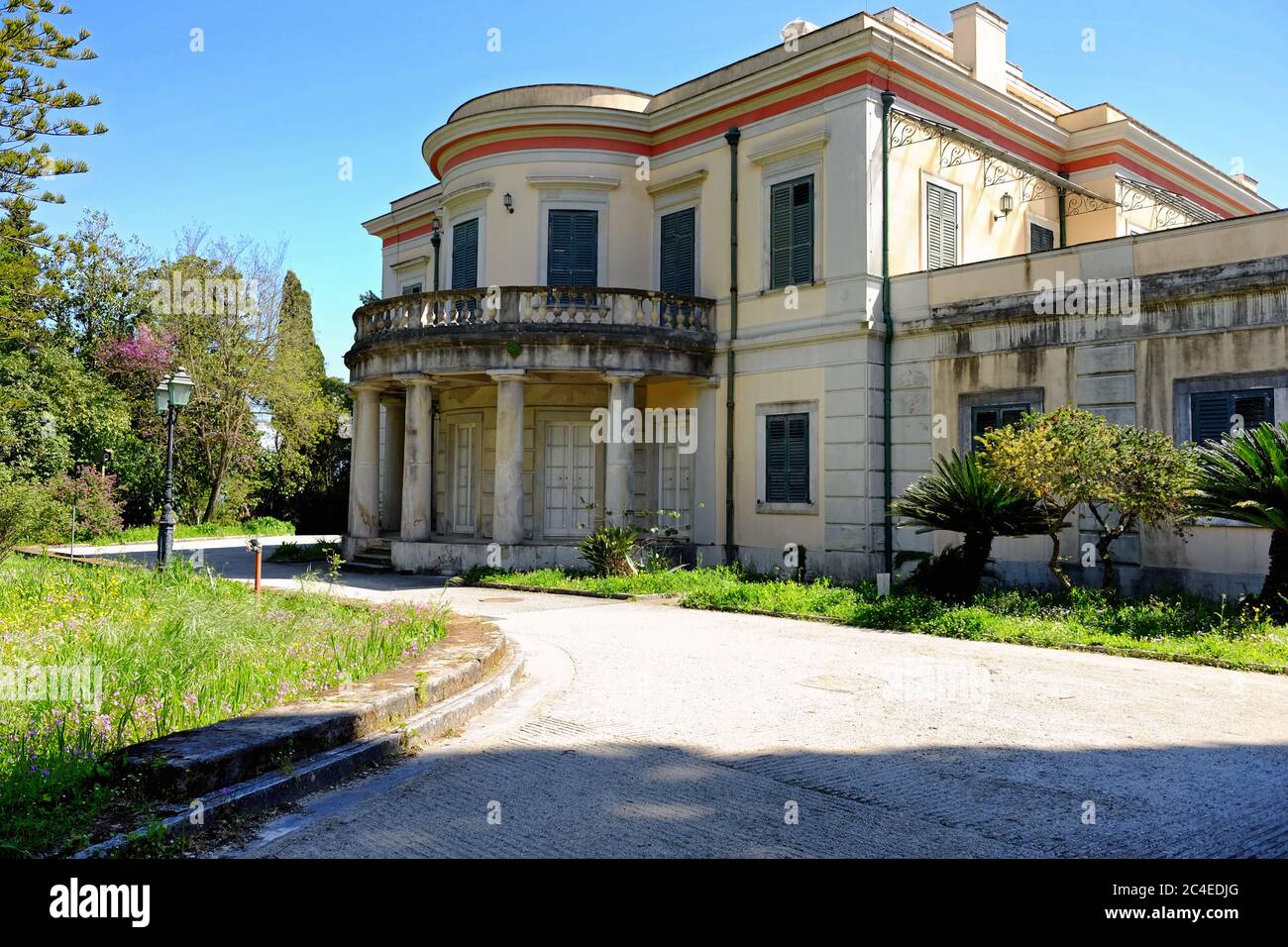 The Mon Repos Palace wit its park in Corfu town, Greece Stock Photo - Alamy
