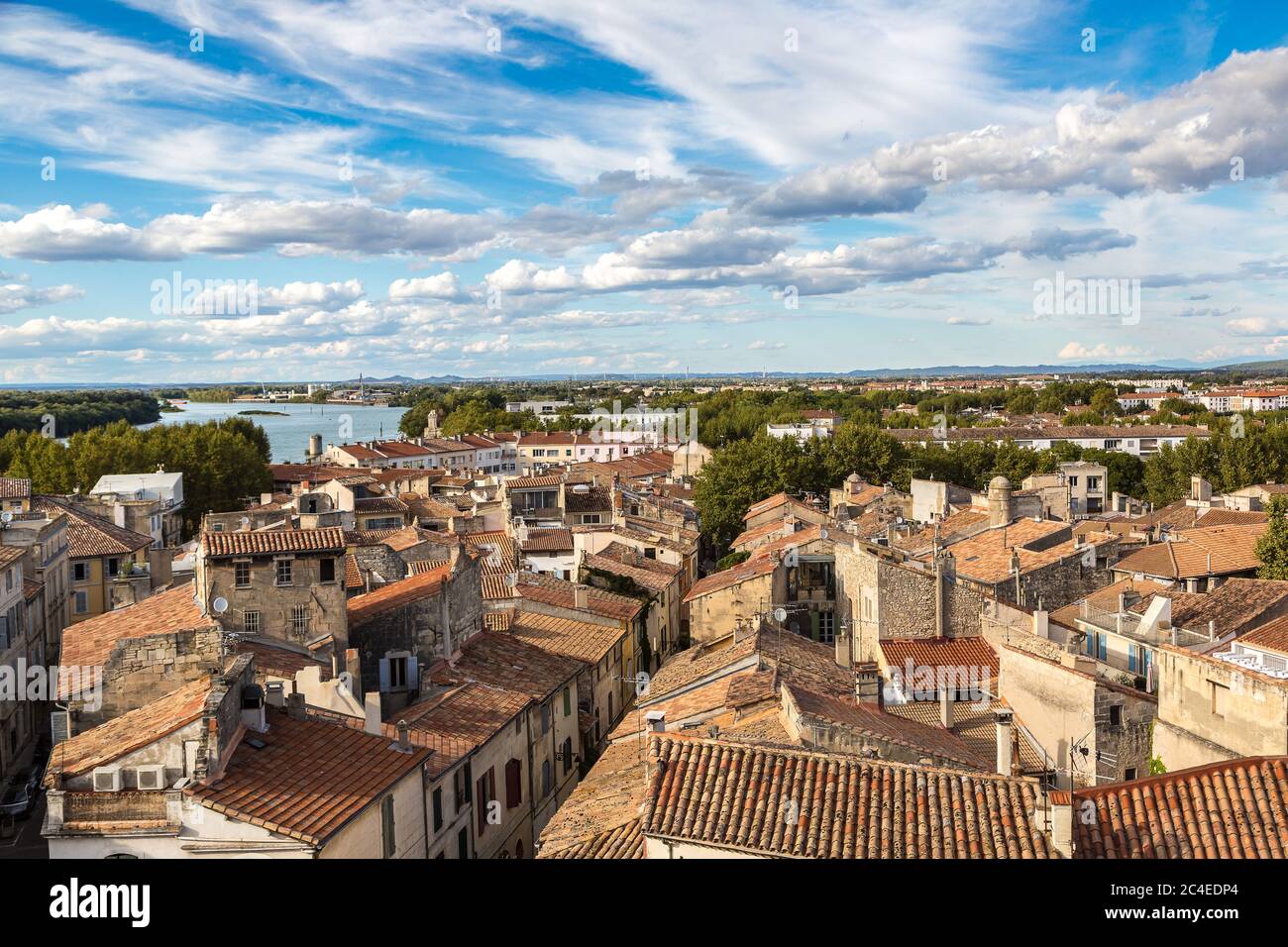 Aerial panoramic view of Arles, France in a beautiful summer day Stock ...