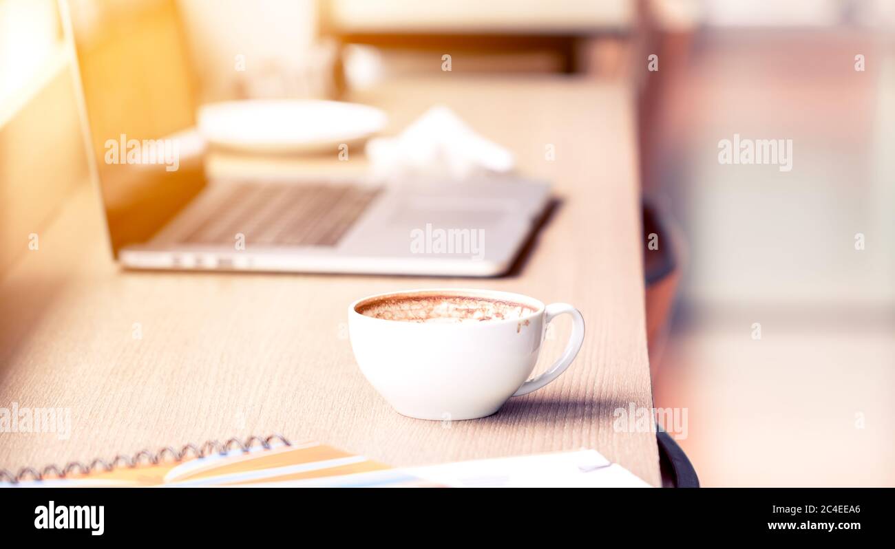 Coffee cup dirty on desk office room Stock Photo - Alamy