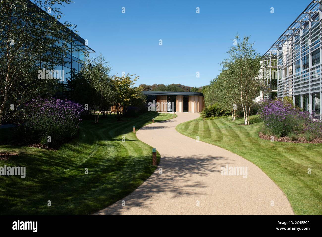 View of pathway in business park leading to the Clubhouse. The ...