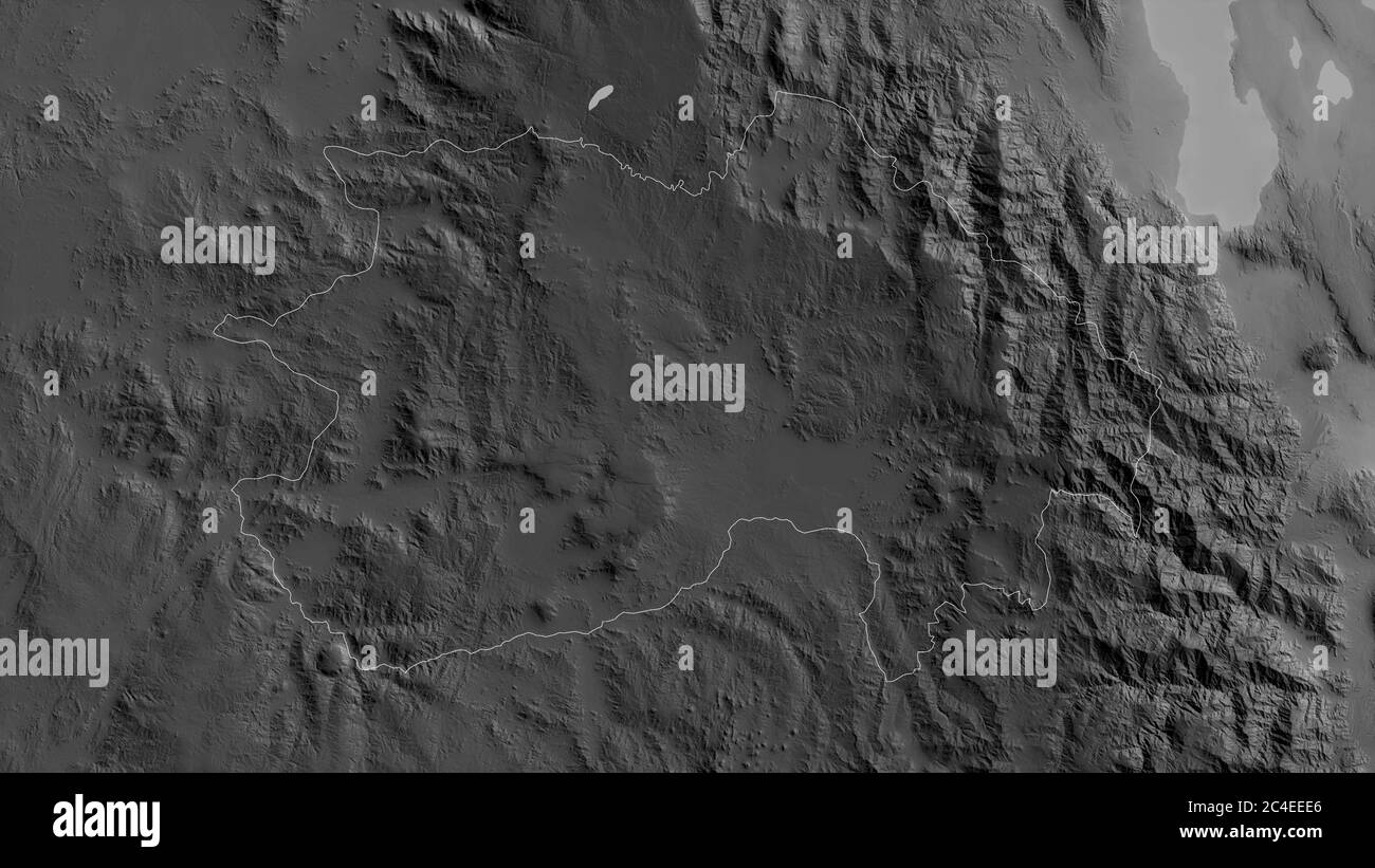 Debub, region of Eritrea. Grayscaled map with lakes and rivers. Shape ...