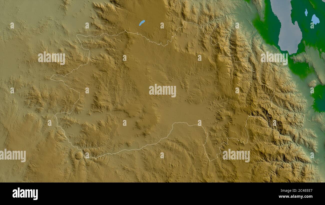 Debub, region of Eritrea. Colored shader data with lakes and rivers ...