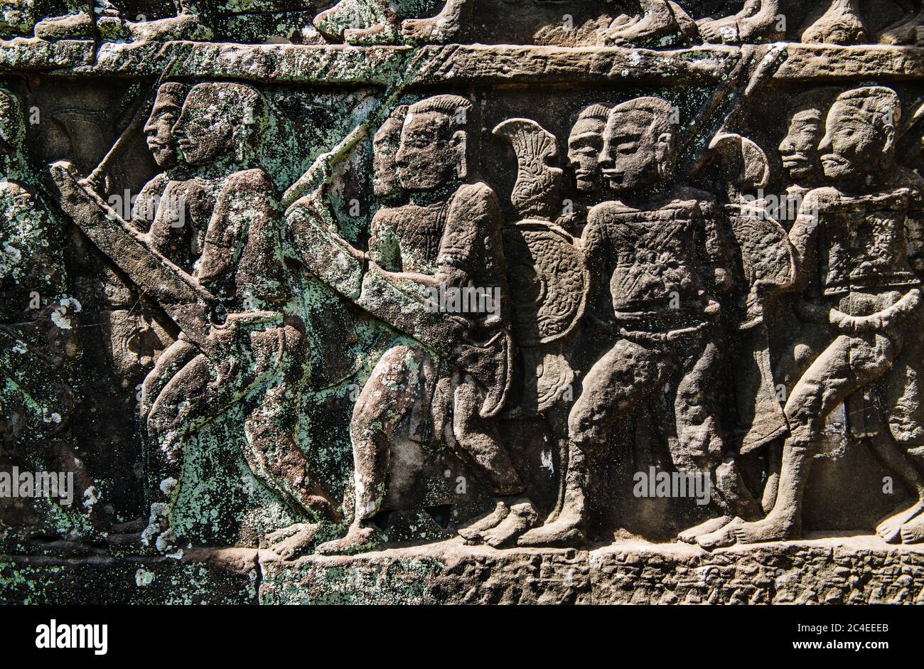 Wall carving detail of bayon temple, Angkor wat, Siem Reap, cambodia ...