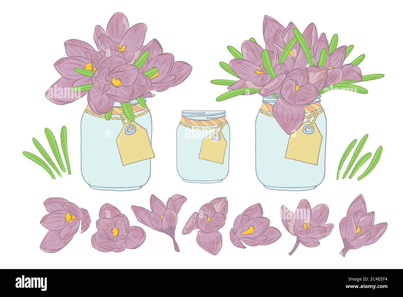 Mason Jar With Purple Flowers Clipart