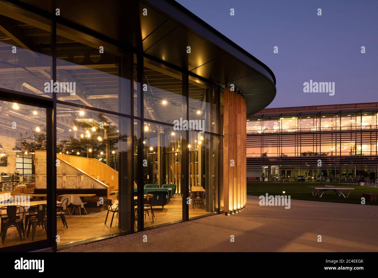 Detail of the Clubhouse showing interior from outside. The Clubhouse ...