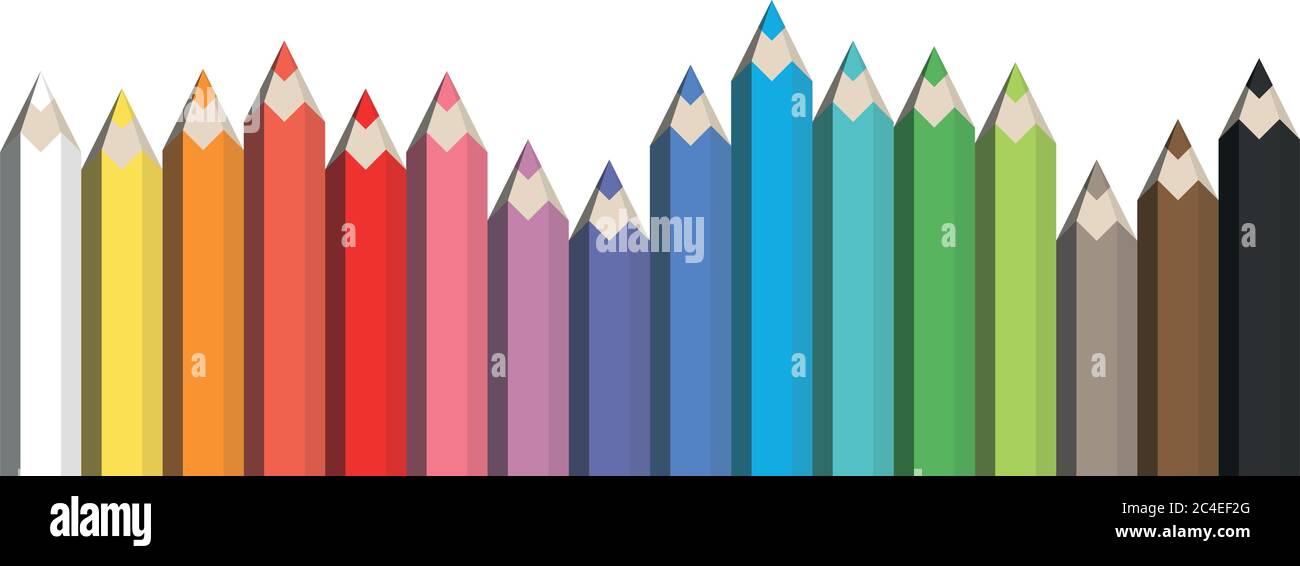 Colorful spectrum of pencils. Sharpened crayons set. Vector ...