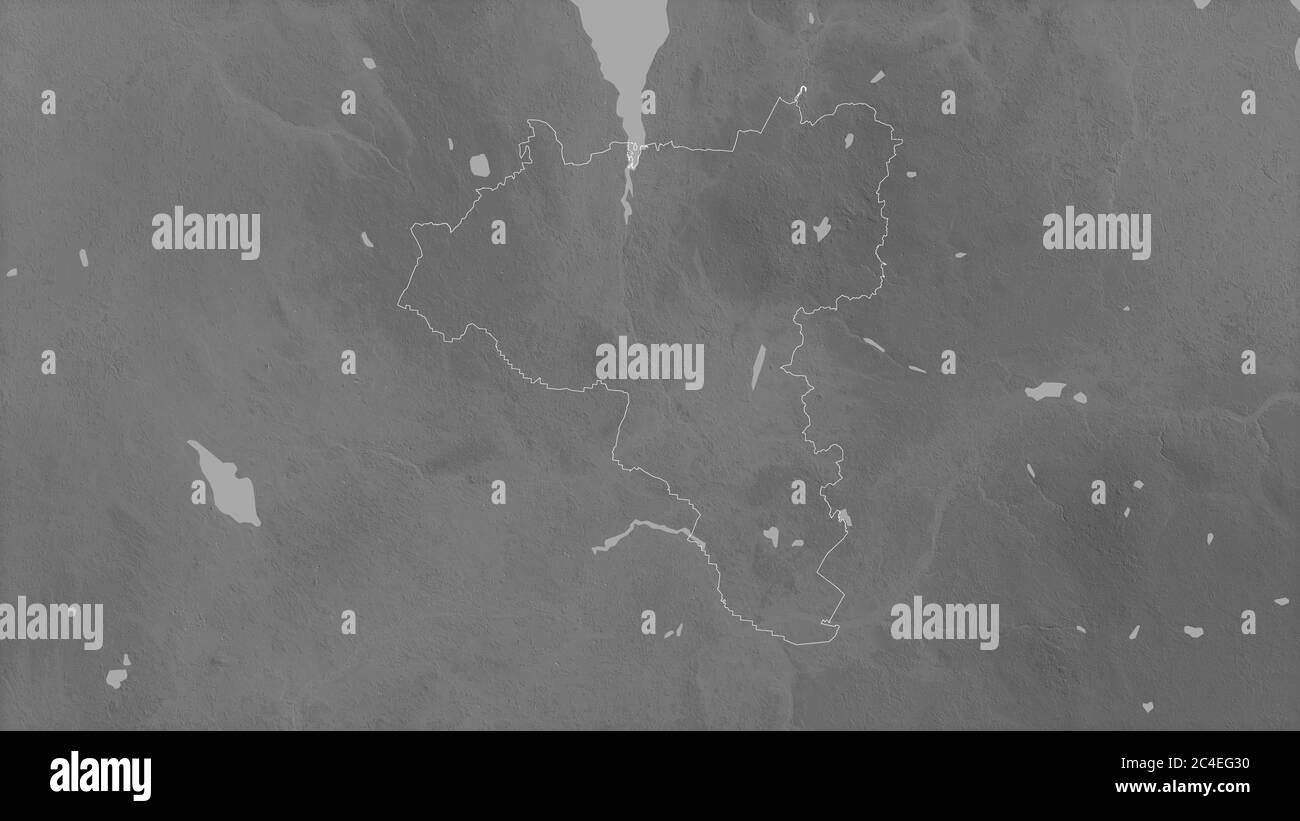 Valga, county of Estonia. Grayscaled map with lakes and rivers. Shape ...