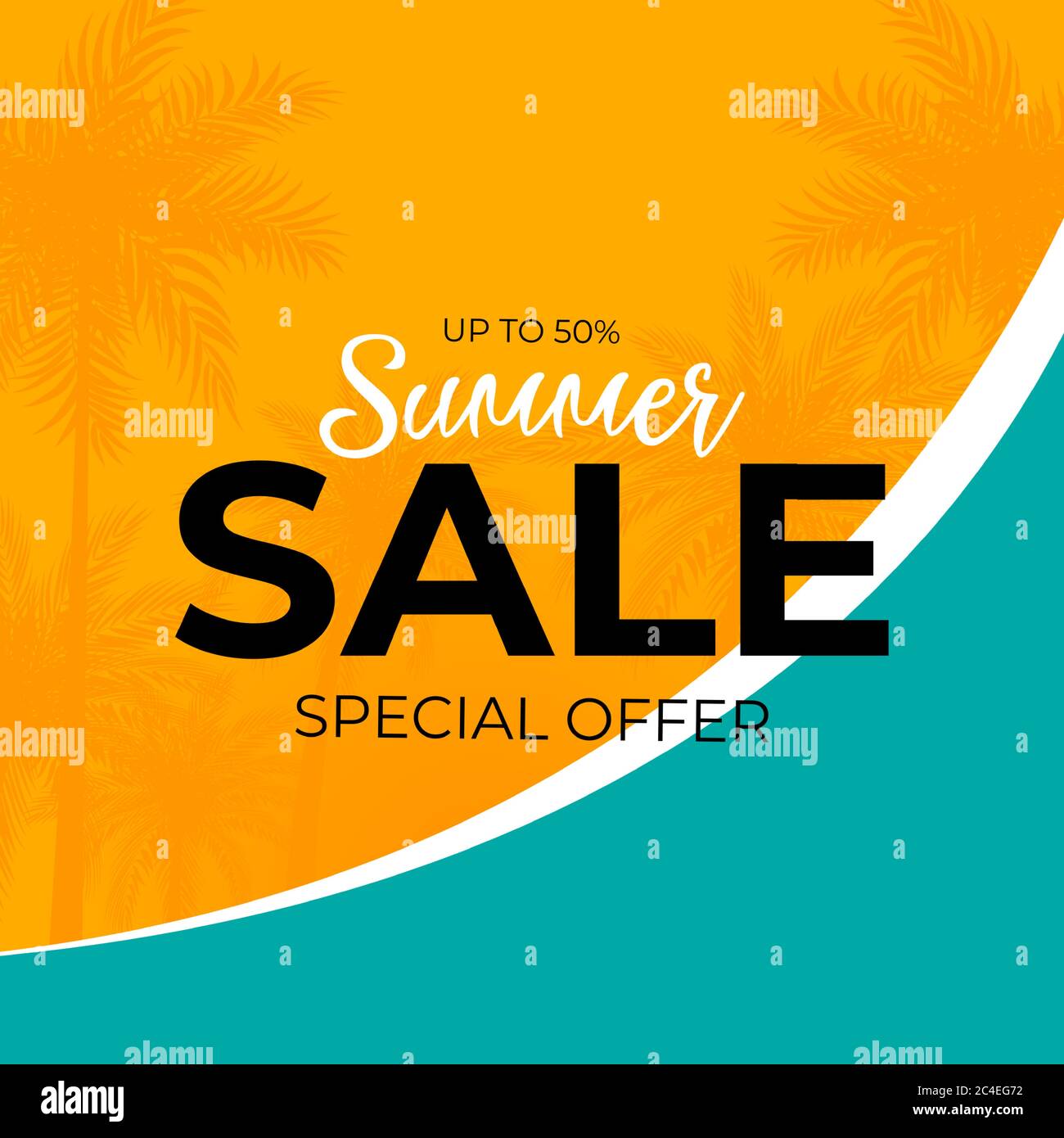 Abstract Sale Background with Palm Leaves. Vector Illustration Stock ...