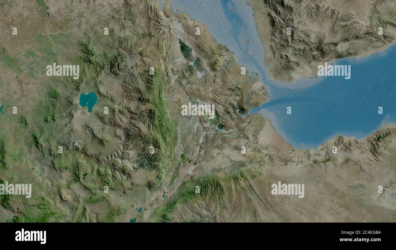 Afar, state of Ethiopia. Satellite imagery. Shape outlined against its ...