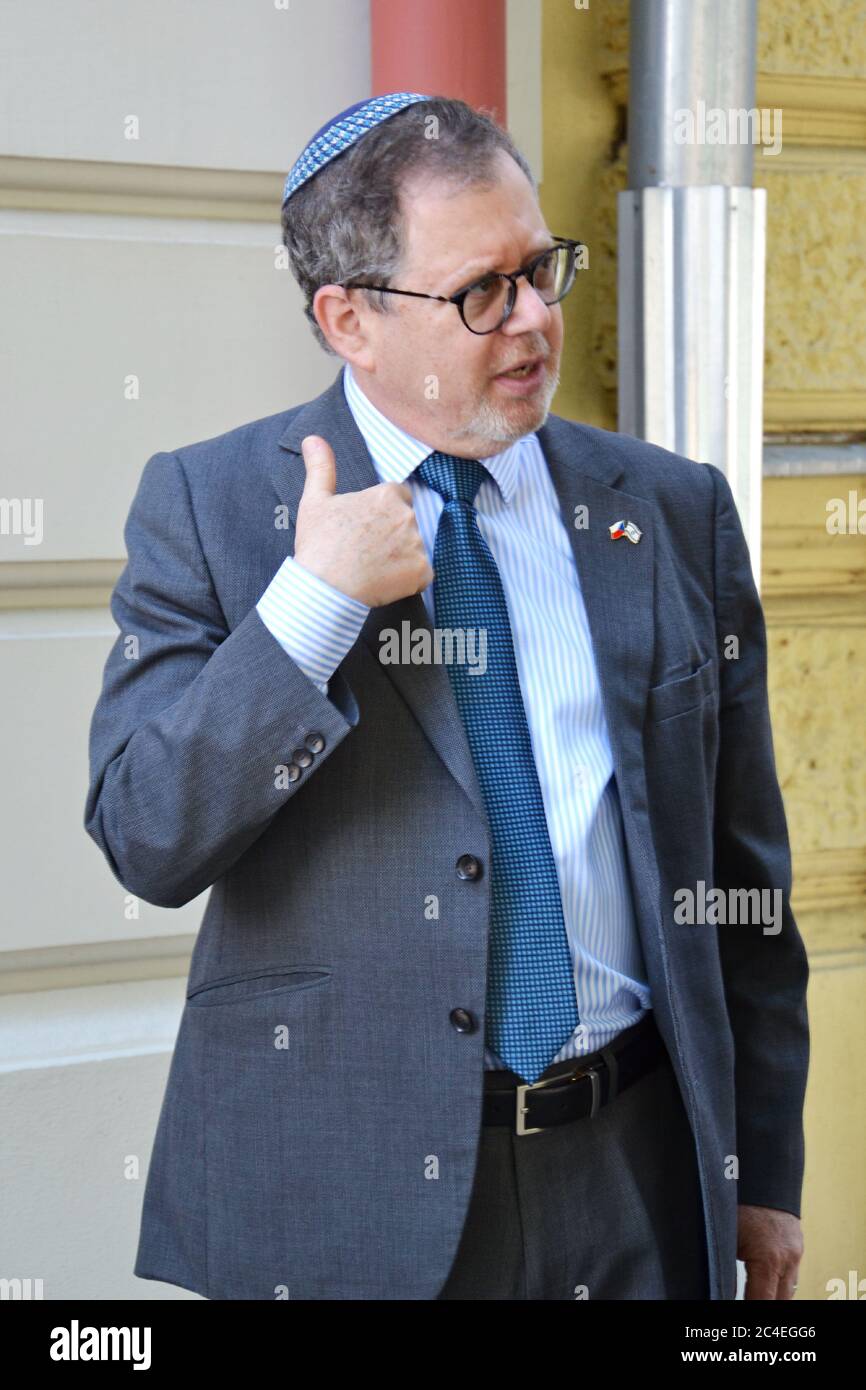 Israeli ambassador to Czechia Daniel Meron attends ceremony of laying ...