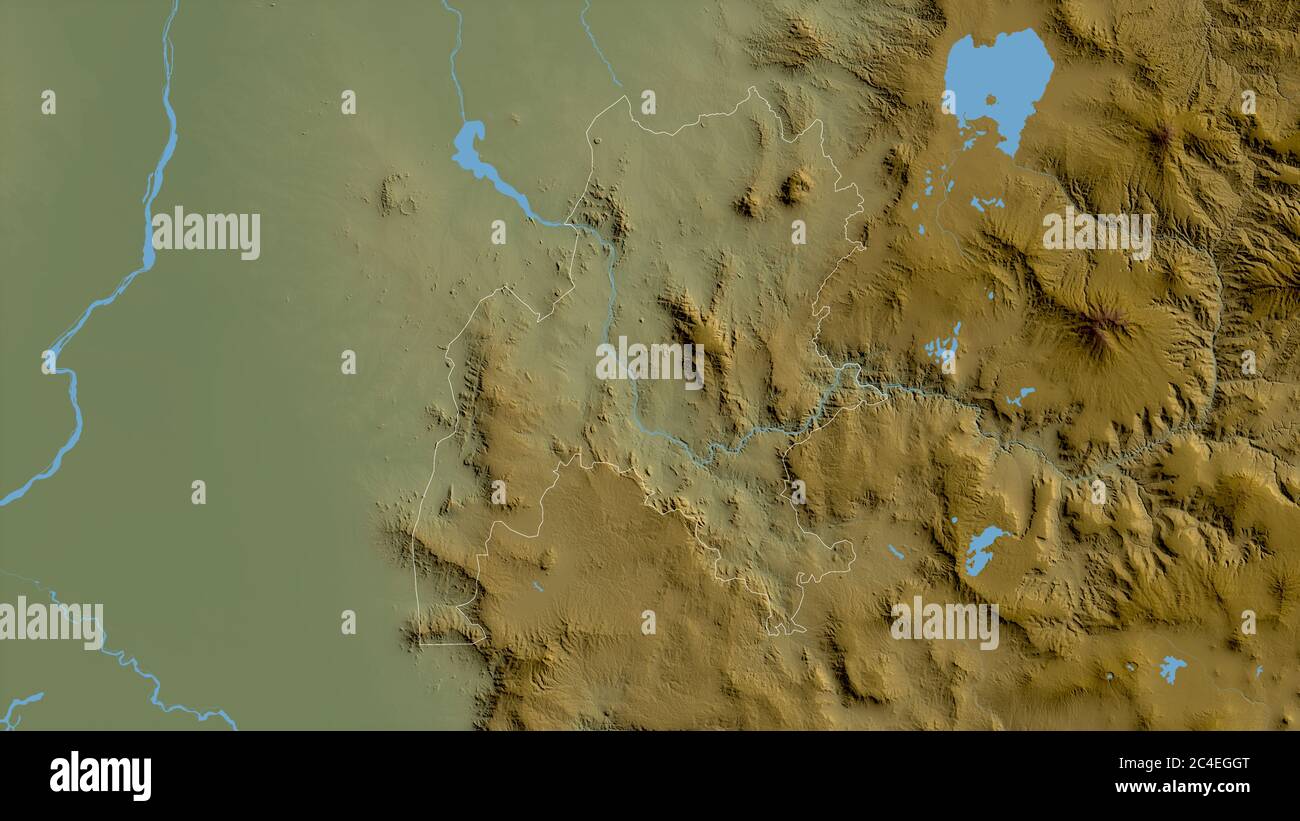 Benshangul-Gumaz, state of Ethiopia. Colored shader data with lakes and ...