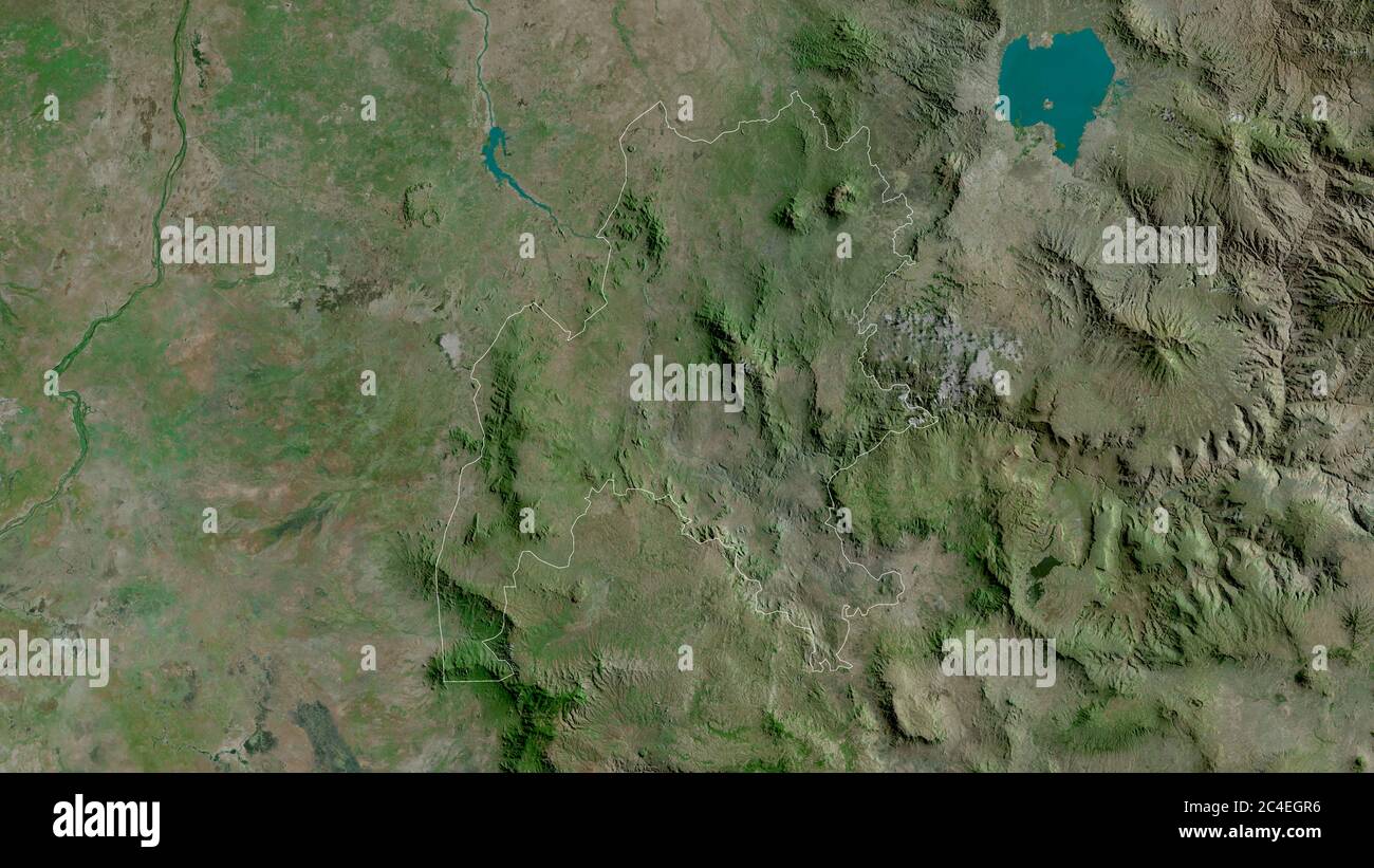 Benshangul-Gumaz, state of Ethiopia. Satellite imagery. Shape outlined ...