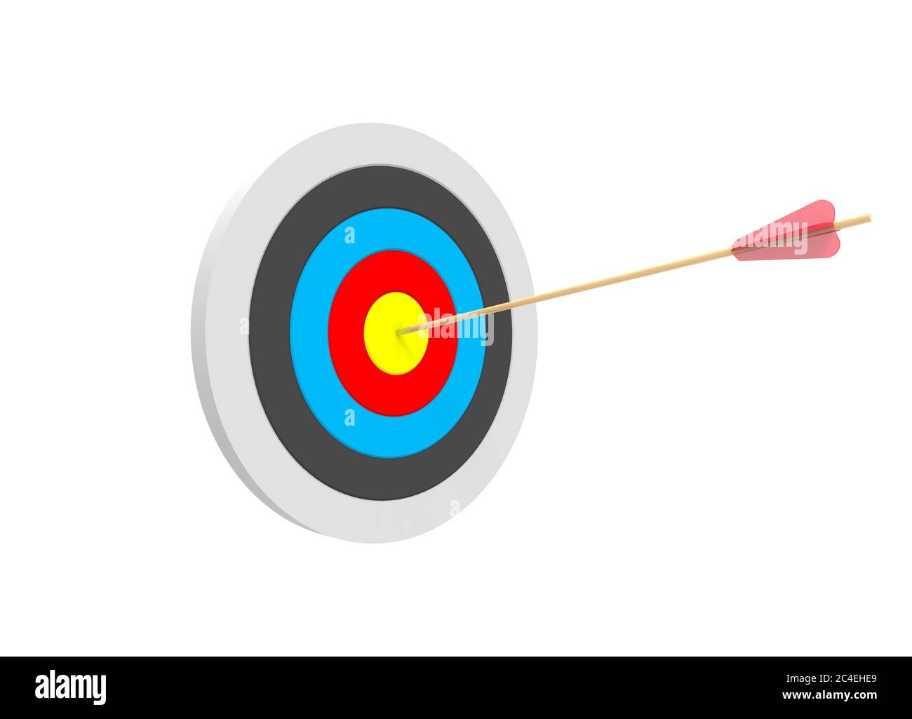 Dart Game 3D Illustration - Arrow hitting at the center of the board ...