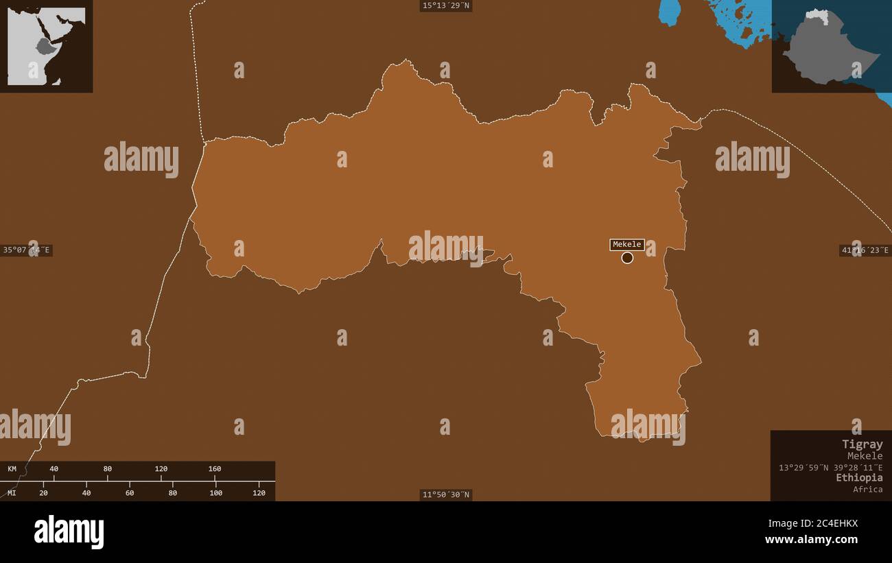 Tigray, state of Ethiopia. Patterned solids with lakes and rivers ...