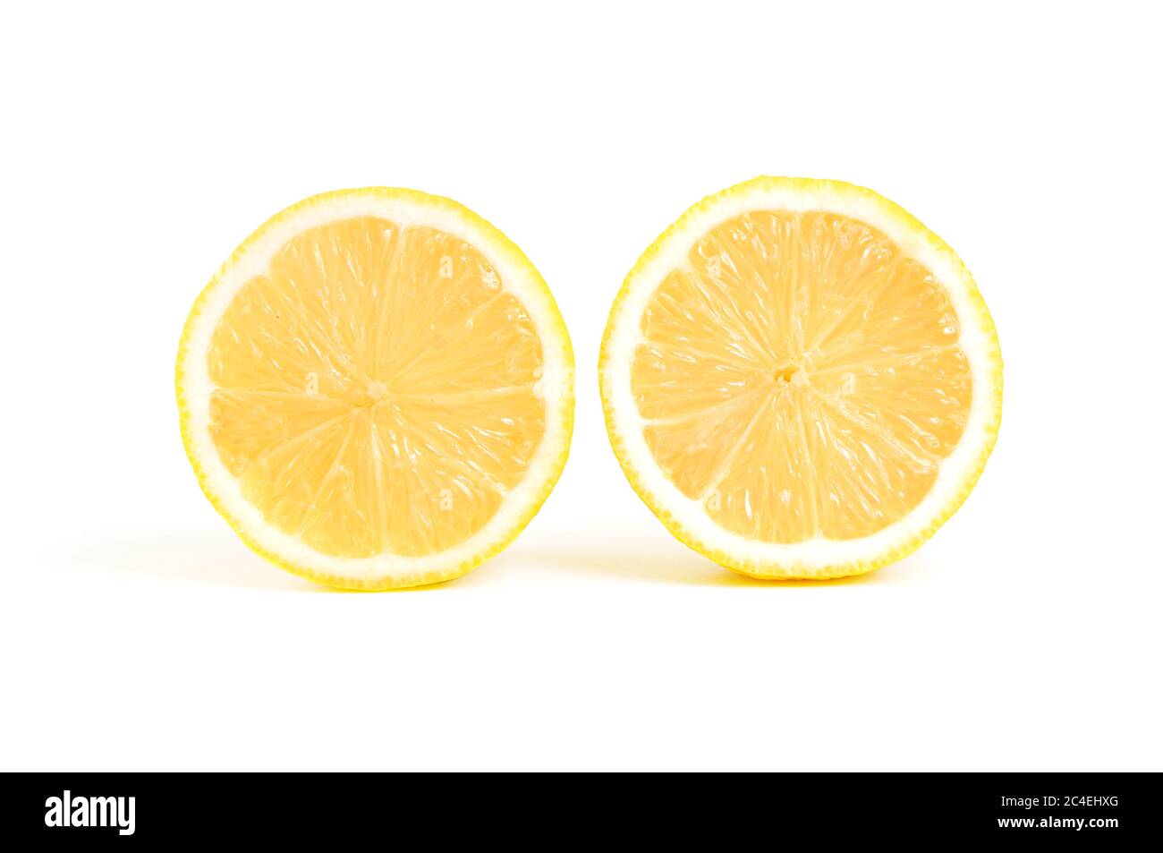 Lemon slice on white background. Lemon circle shape. Half sliced lemon ...