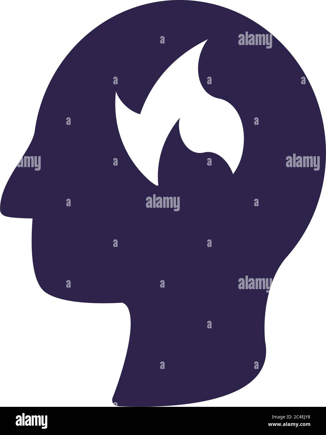 head human profile with fire flame silhouette style icon vector ...