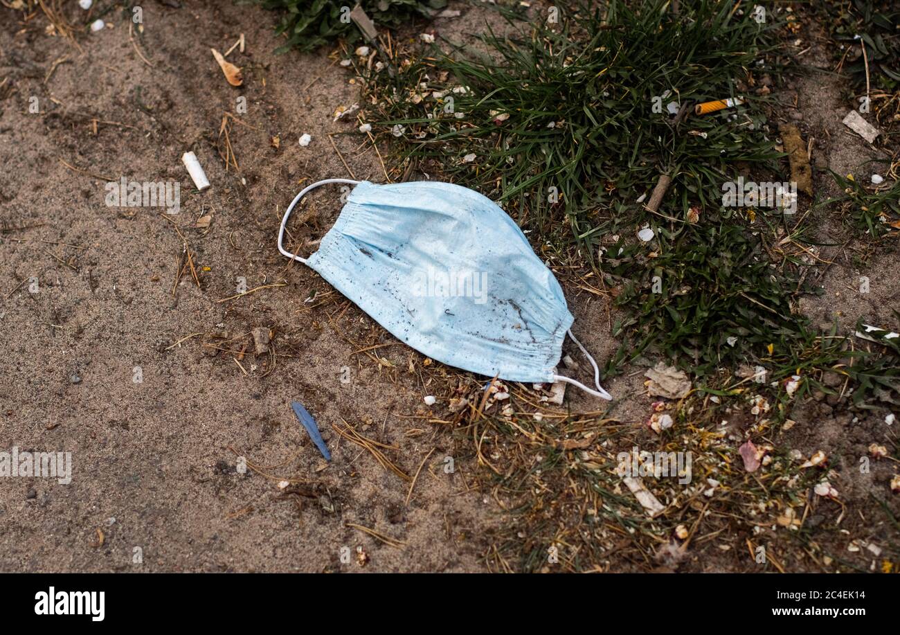 Stop Covid 19. The end of coronavirus. People discard surgical ...