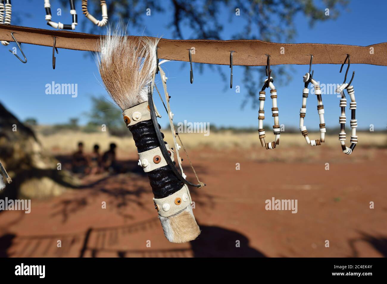 Handmade bijouterie in bushmens village. The San people, also known as ...