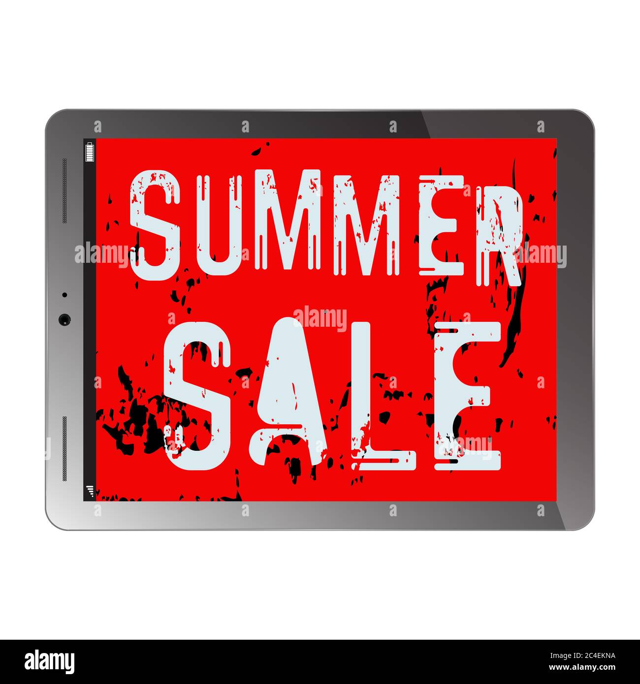 Tablet PC Computer with Summer Sale Screen Saver. Realistic Modern ...