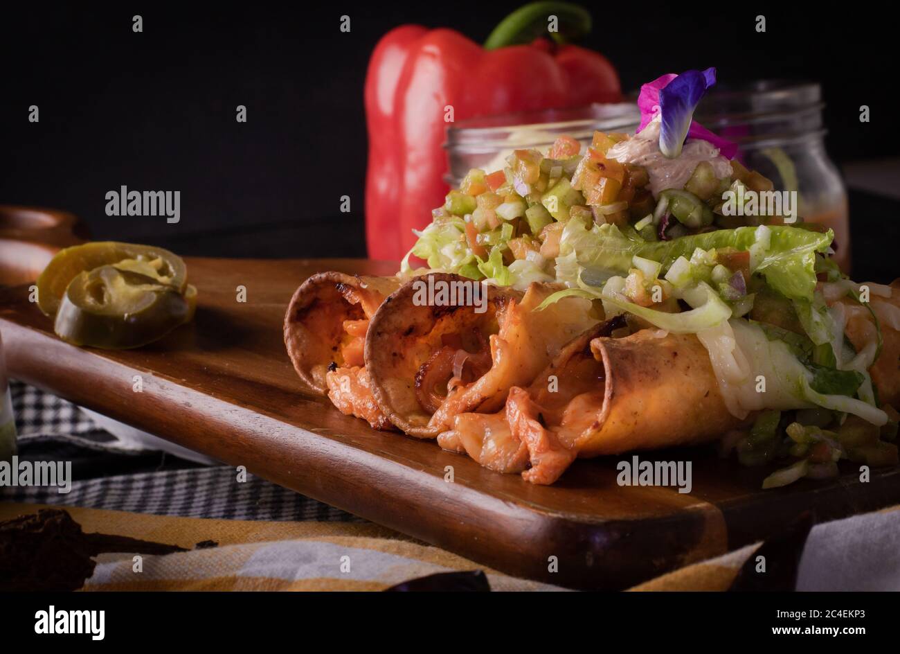 Closeup shot of nacho wraps with vegetable salad Stock Photo - Alamy