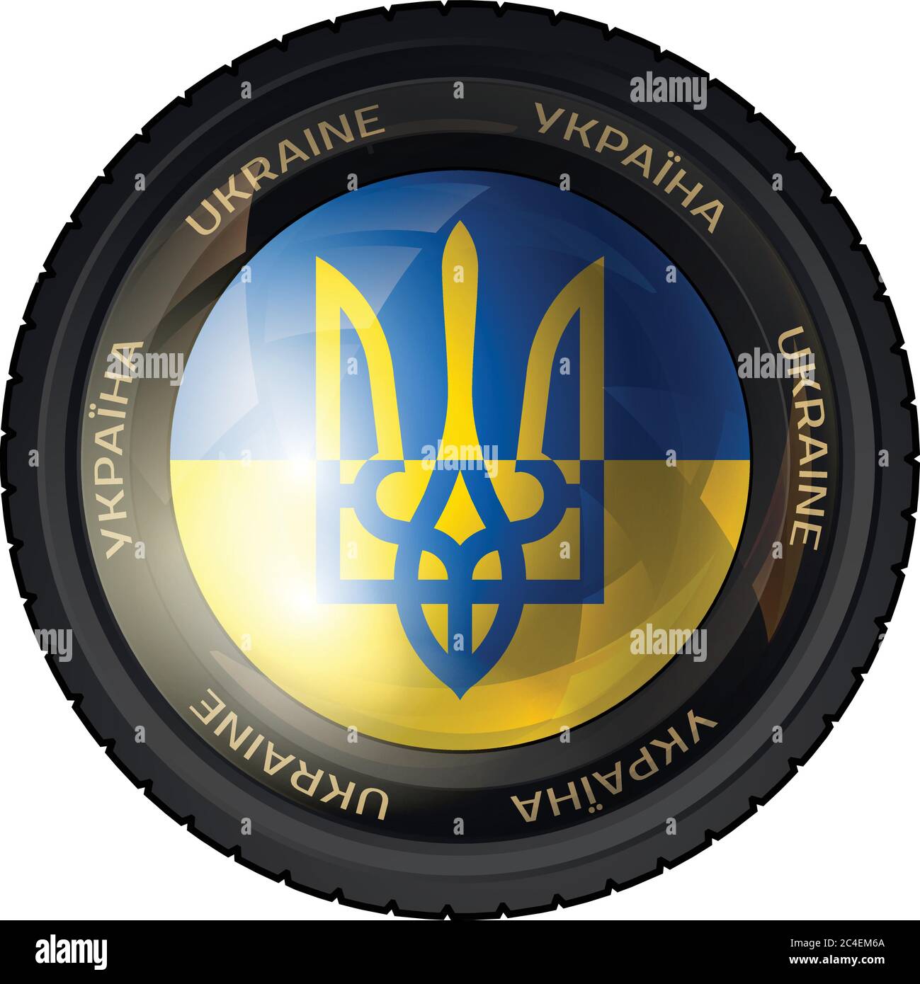 Camera Lens with Ukarainian Flag and Trident. Vector design Stock ...