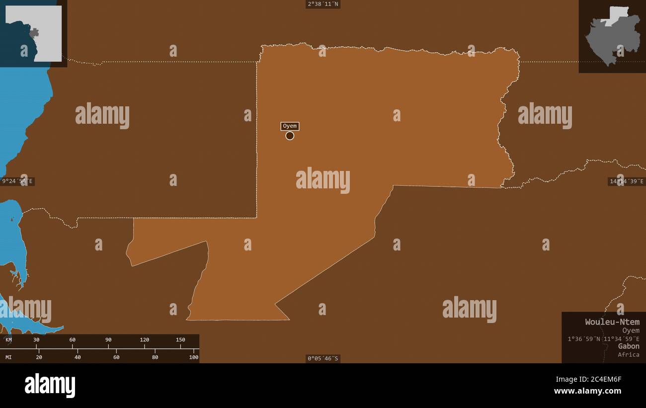 Wouleu-Ntem, province of Gabon. Patterned solids with lakes and rivers ...