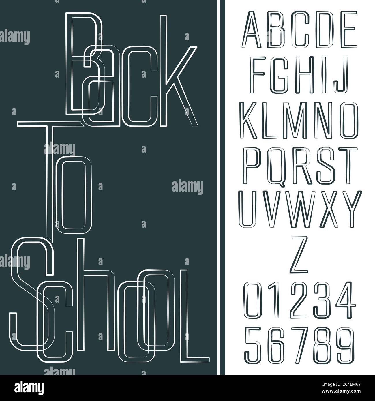 Back To School. Alphabet and Numbers Abstract Lettering. Vector design ...
