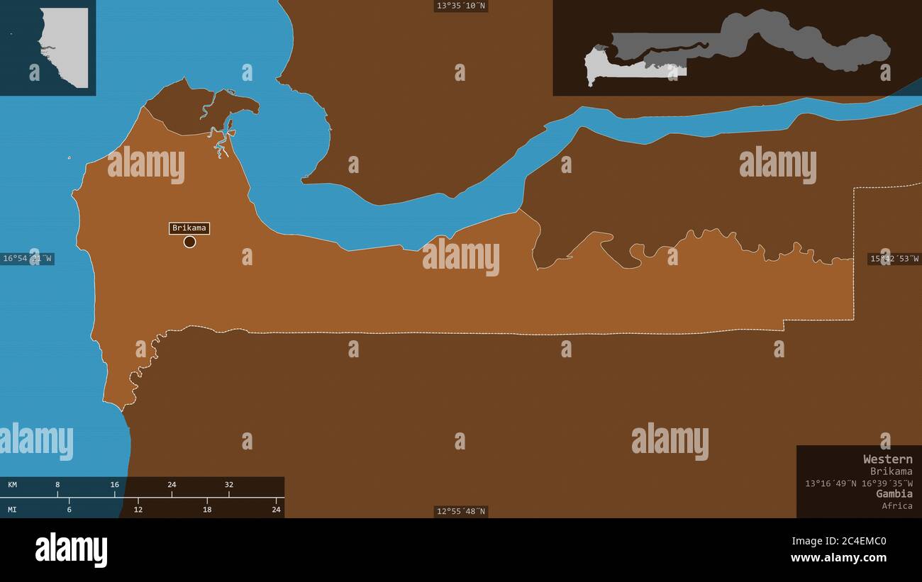 Gambia map zoom border pattern hi-res stock photography and images - Alamy