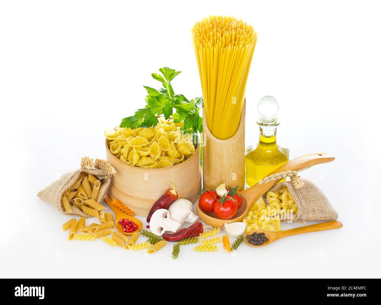 Variety raw pasta spaghetti Cut Out Stock Images & Pictures - Alamy