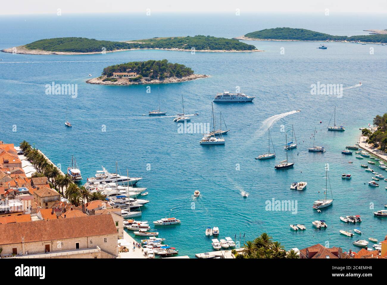 The bay of Hvar city which is a popular tourist destination in Croatia ...