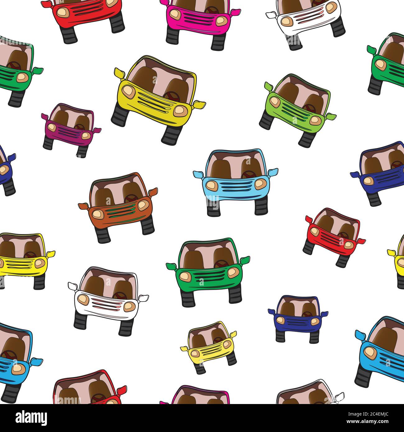 Seamless pattern with colored cars on transparent background Stock ...