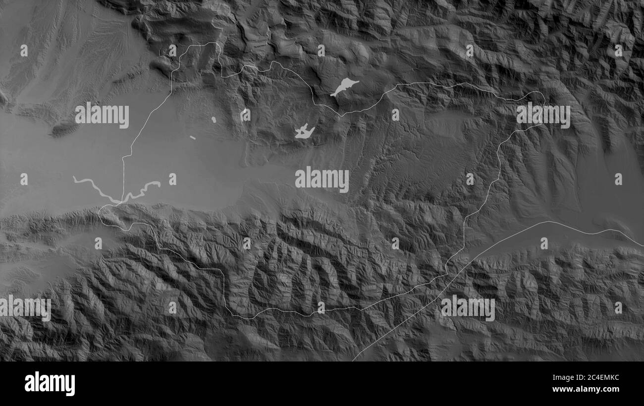 Imereti, region of Georgia. Grayscaled map with lakes and rivers. Shape ...