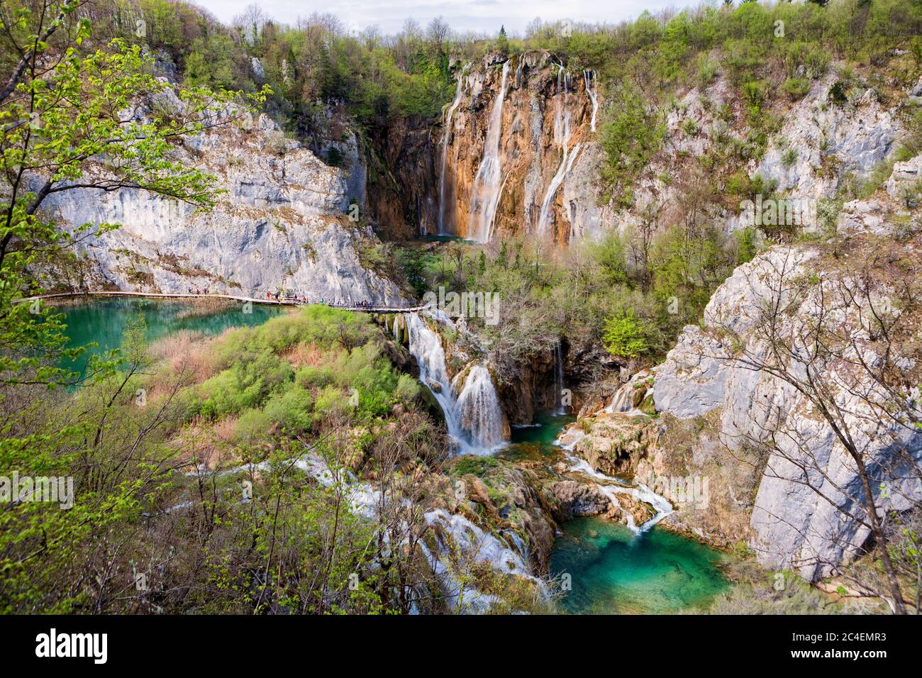 Amazing cascade waterfalls in Plitvice Lakes National Park, Croatia ...