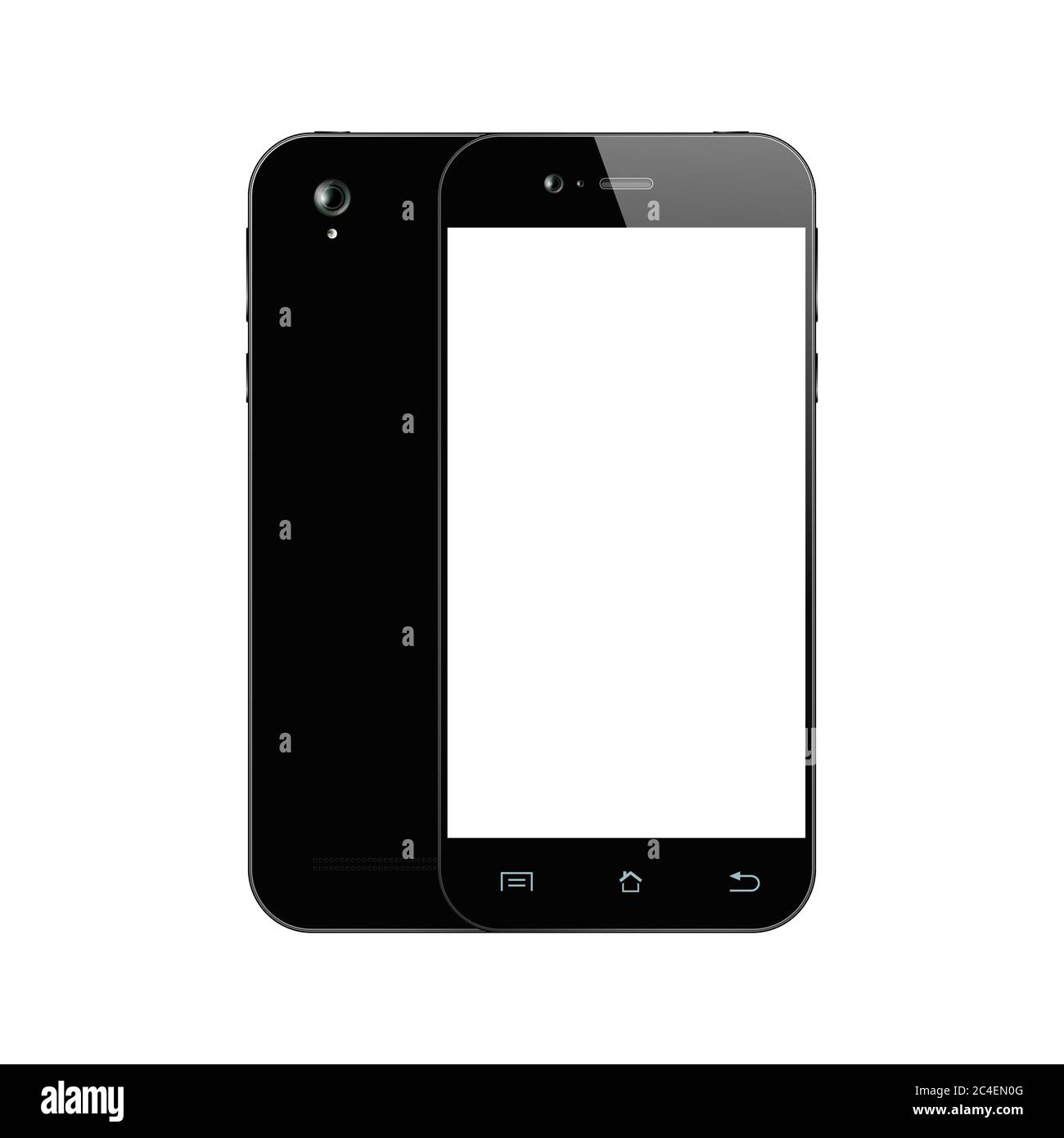 Vector Smart phones isolated. Black Smartphone. Front and Back view ...