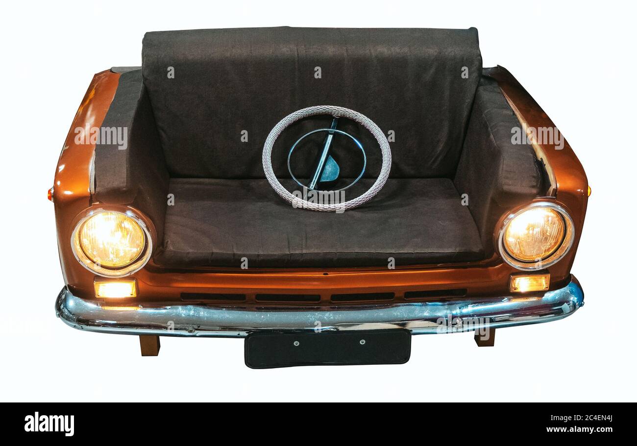 Retro armchair made of seat and car on an isolated background Stock ...