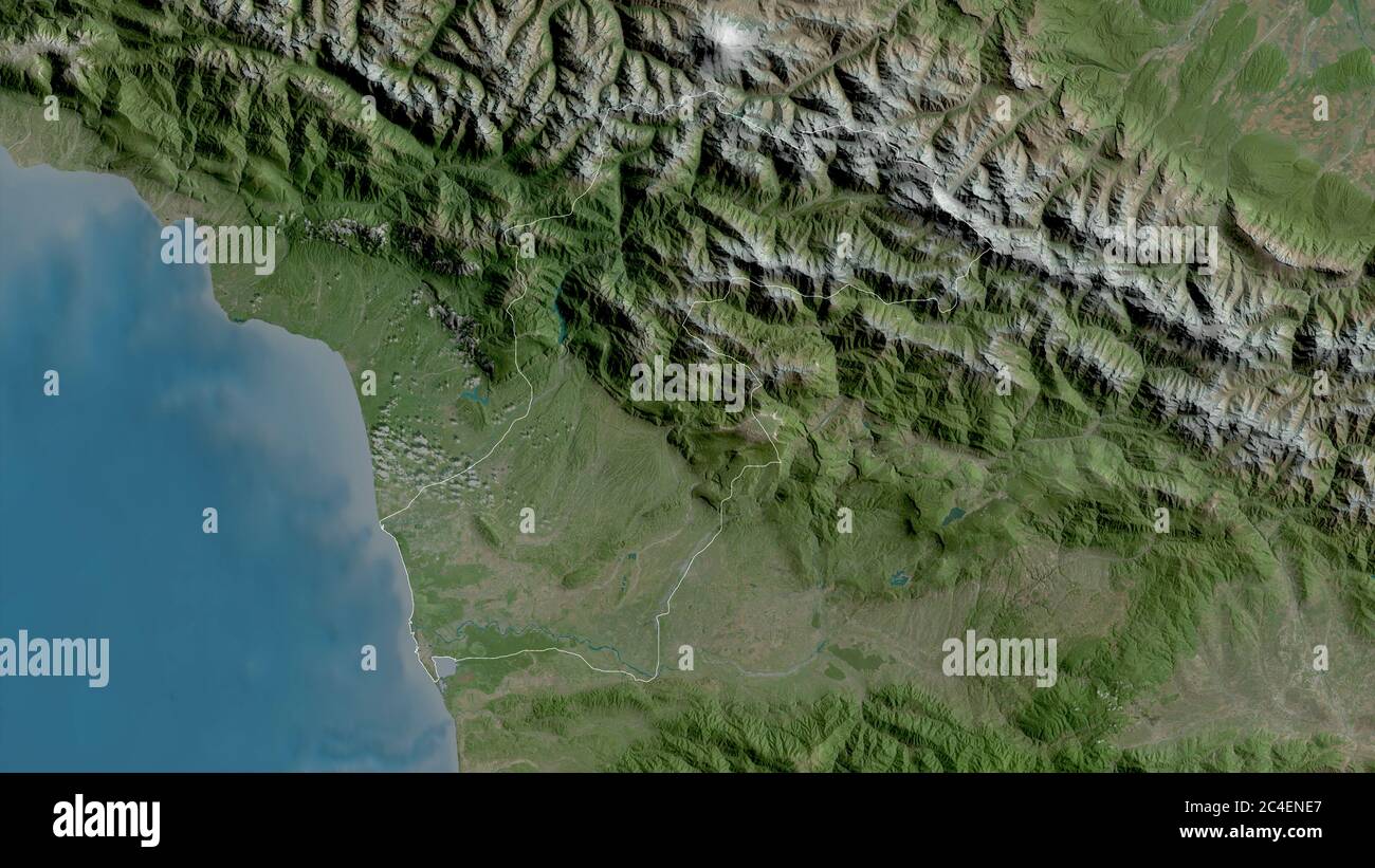 Samegrelo-Zemo Svaneti, region of Georgia. Satellite imagery. Shape ...