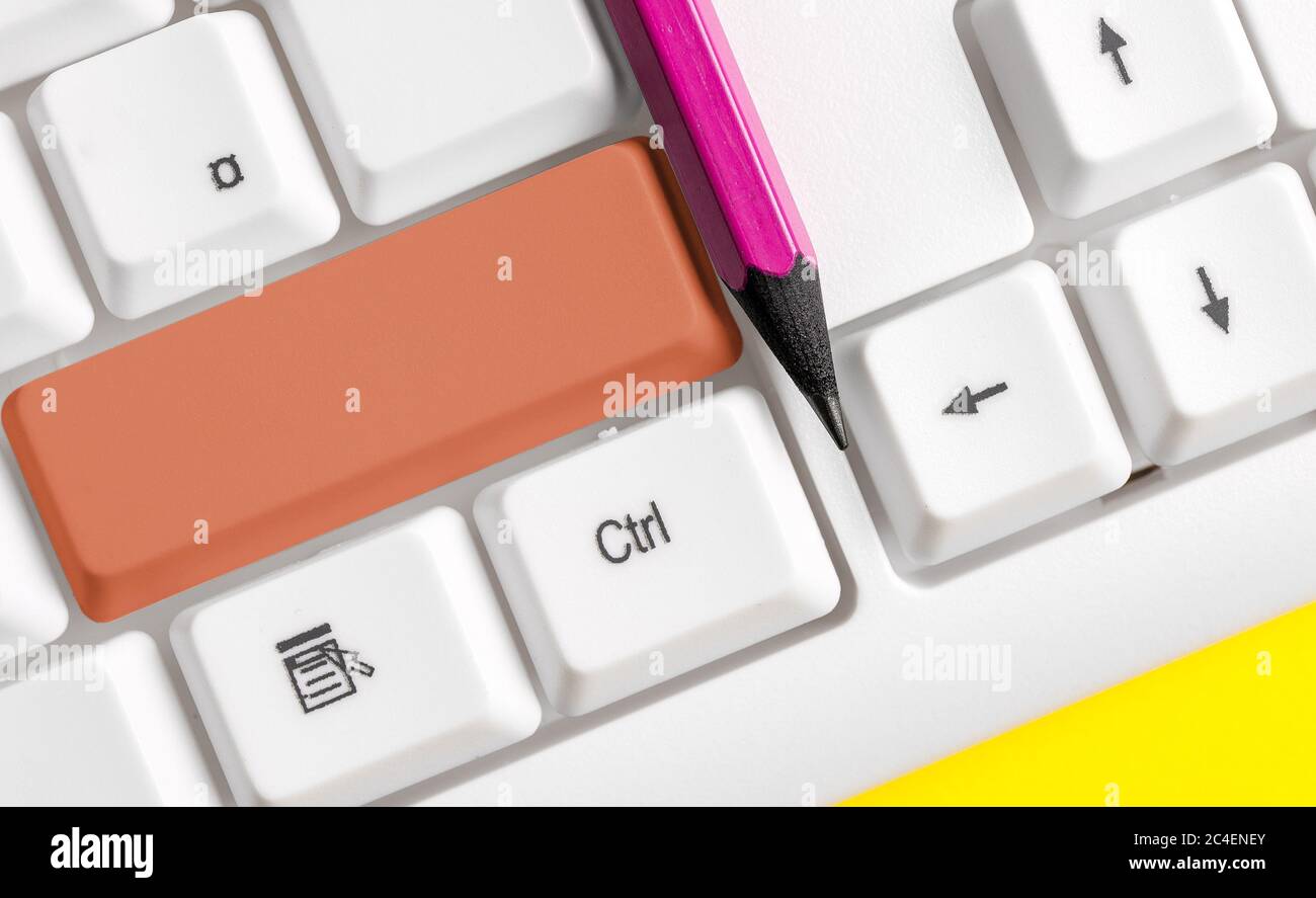 Different Colored Keyboard key With Accessories Arranged On Empty copy ...