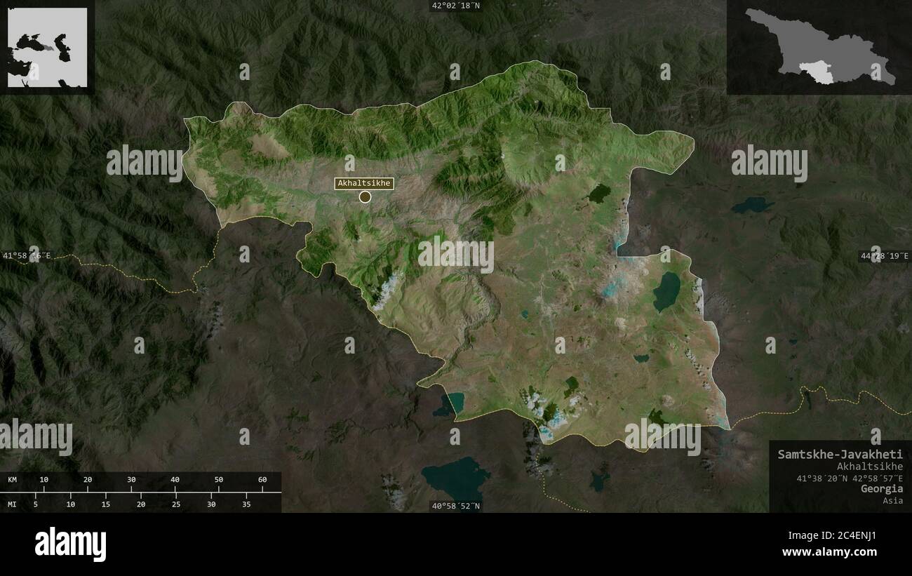Samtskhe-Javakheti, region of Georgia. Satellite imagery. Shape ...