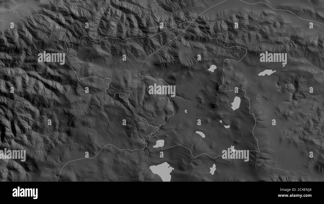 Samtskhe-Javakheti, region of Georgia. Grayscaled map with lakes and ...