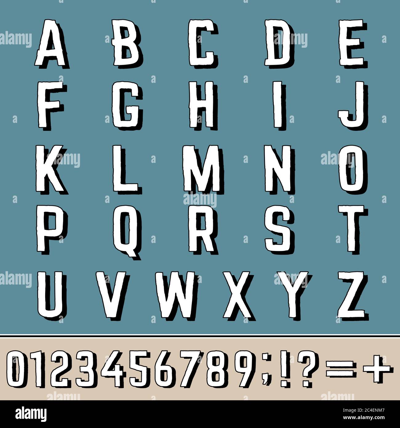 Grunge Alphabet, Letters and Numbers. Cartoon Lettering Design. Vector ...