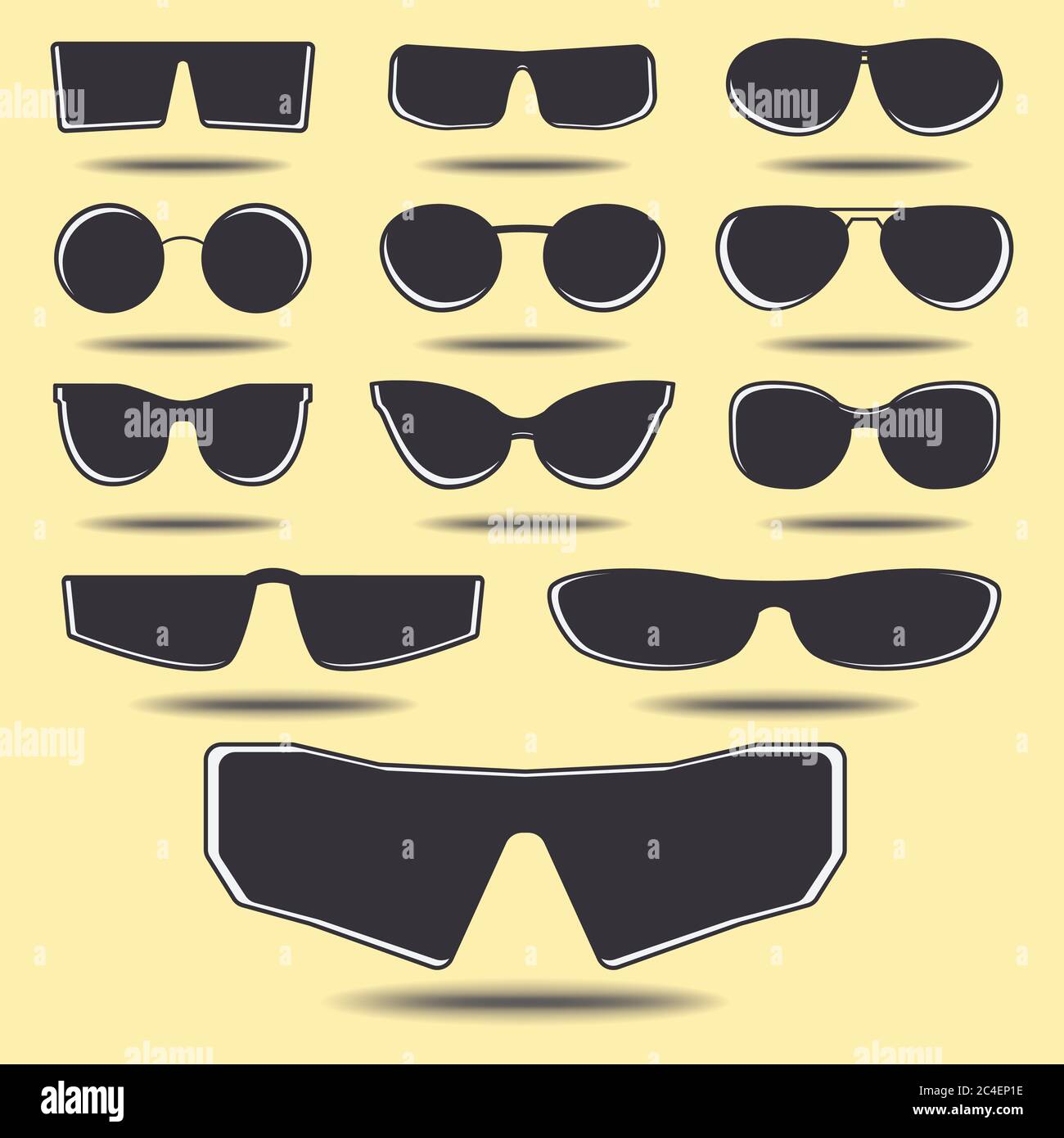 Set of eyeglasses different size and form. Vector illustration Stock ...