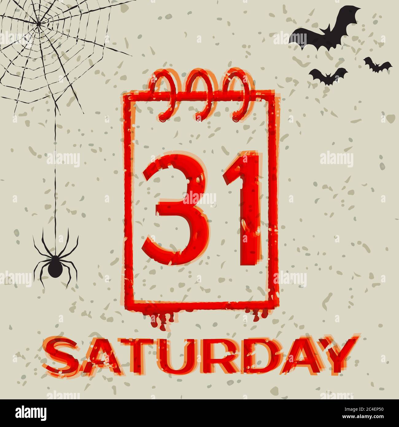Calendar icon 31 october Halloween. Vector grunge illustration Stock ...