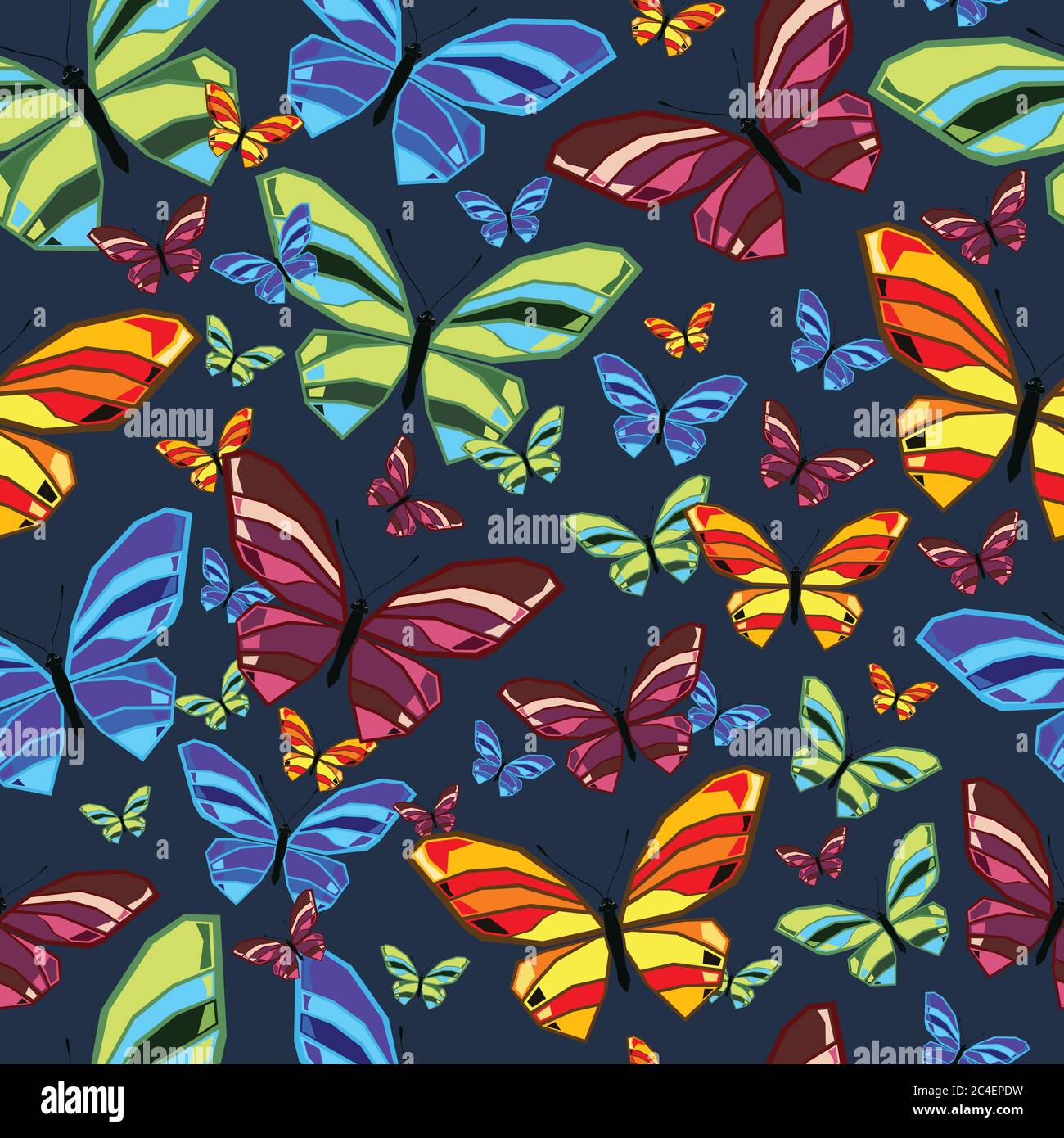 Seamless pattern of butterflies. Colored vector illustration Stock ...