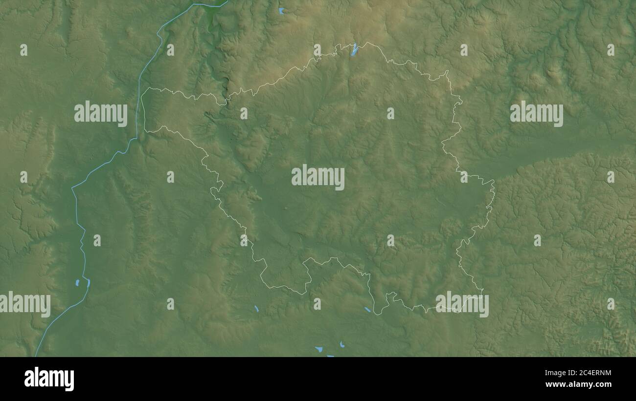 Saarland, state of Germany. Colored shader data with lakes and rivers ...