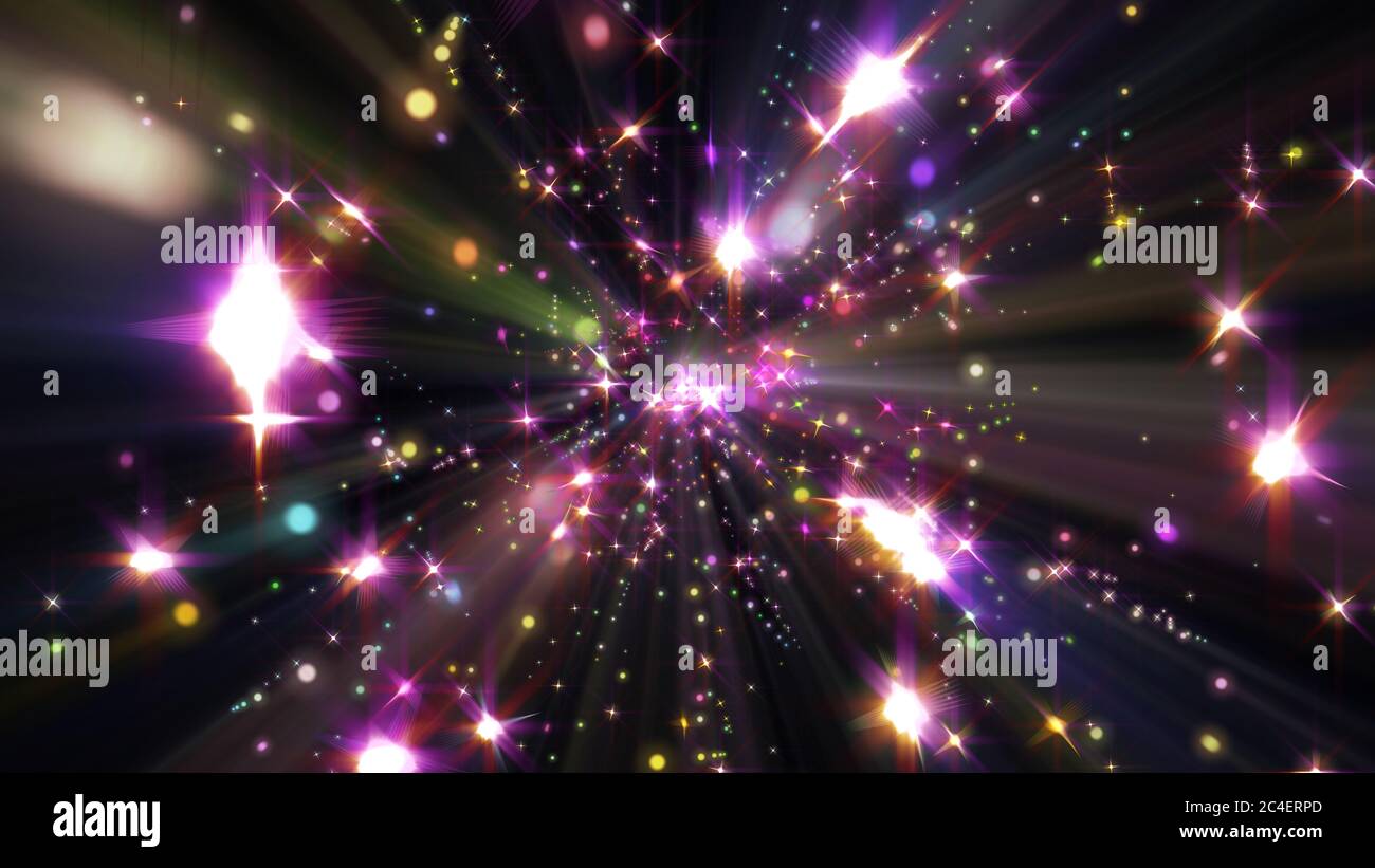 magic color stars light explosion in space Stock Photo - Alamy