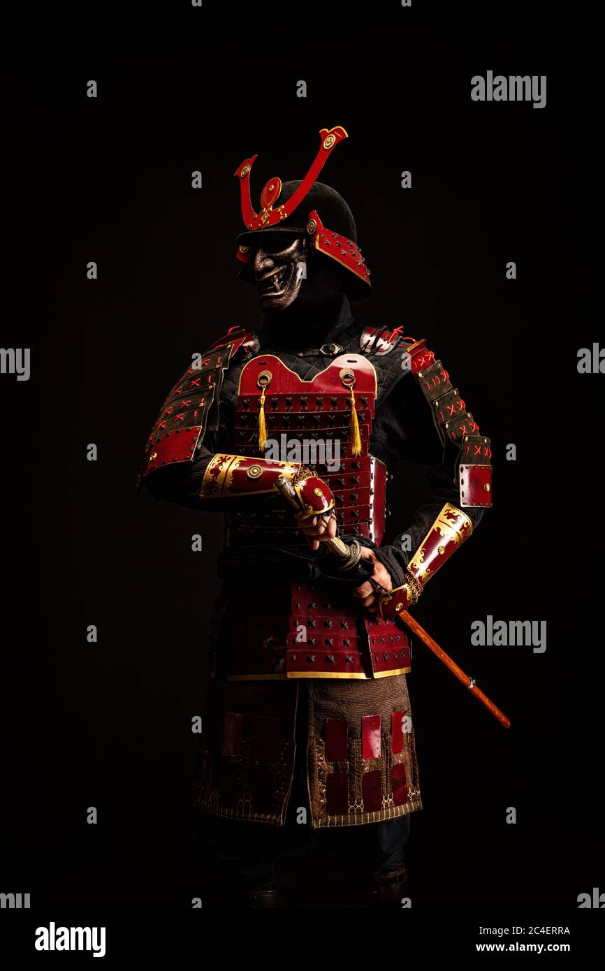 Portrait of a samurai in armor Stock Photo - Alamy