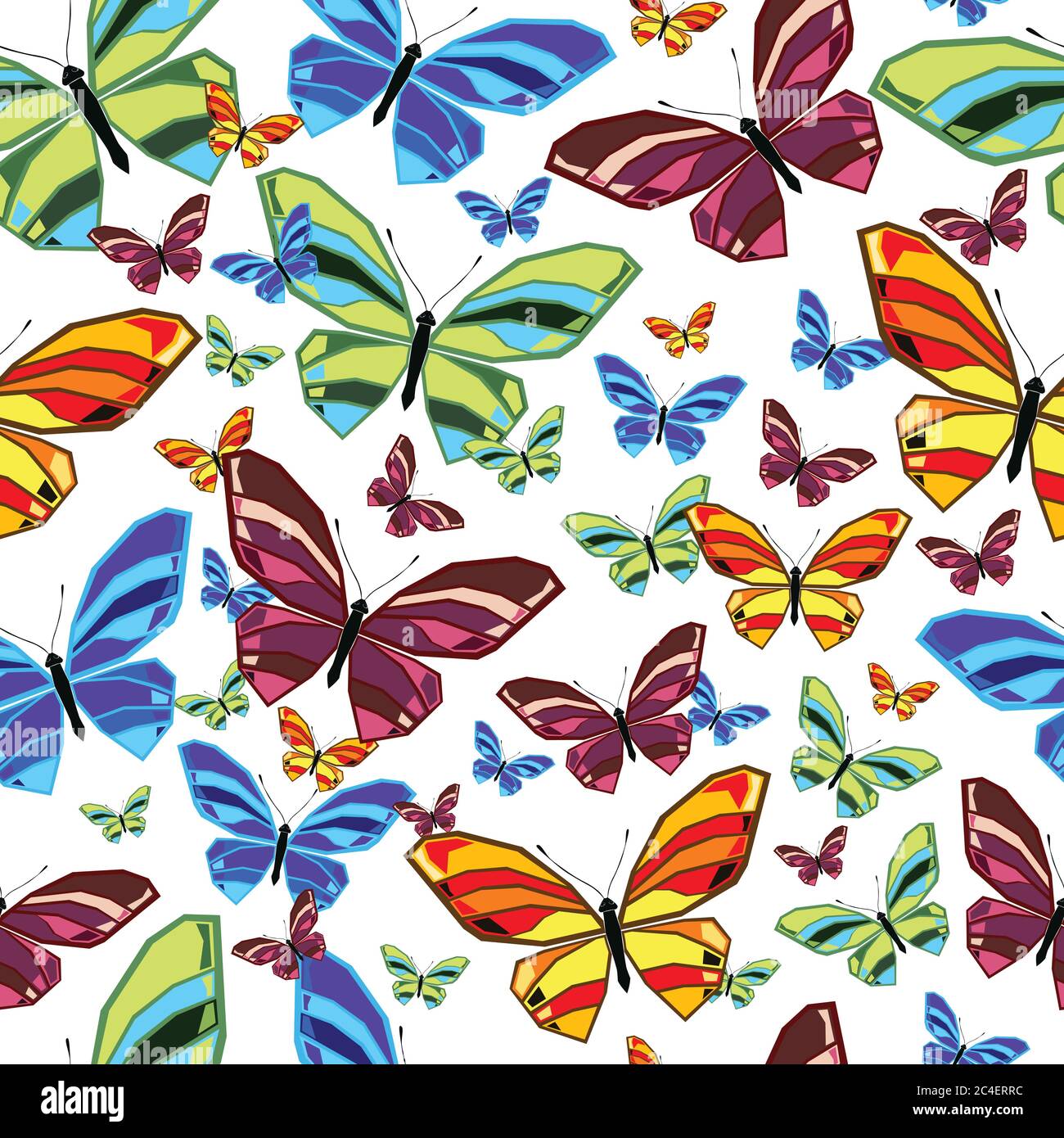 Seamless pattern of butterflies. Colored vector illustration Stock ...