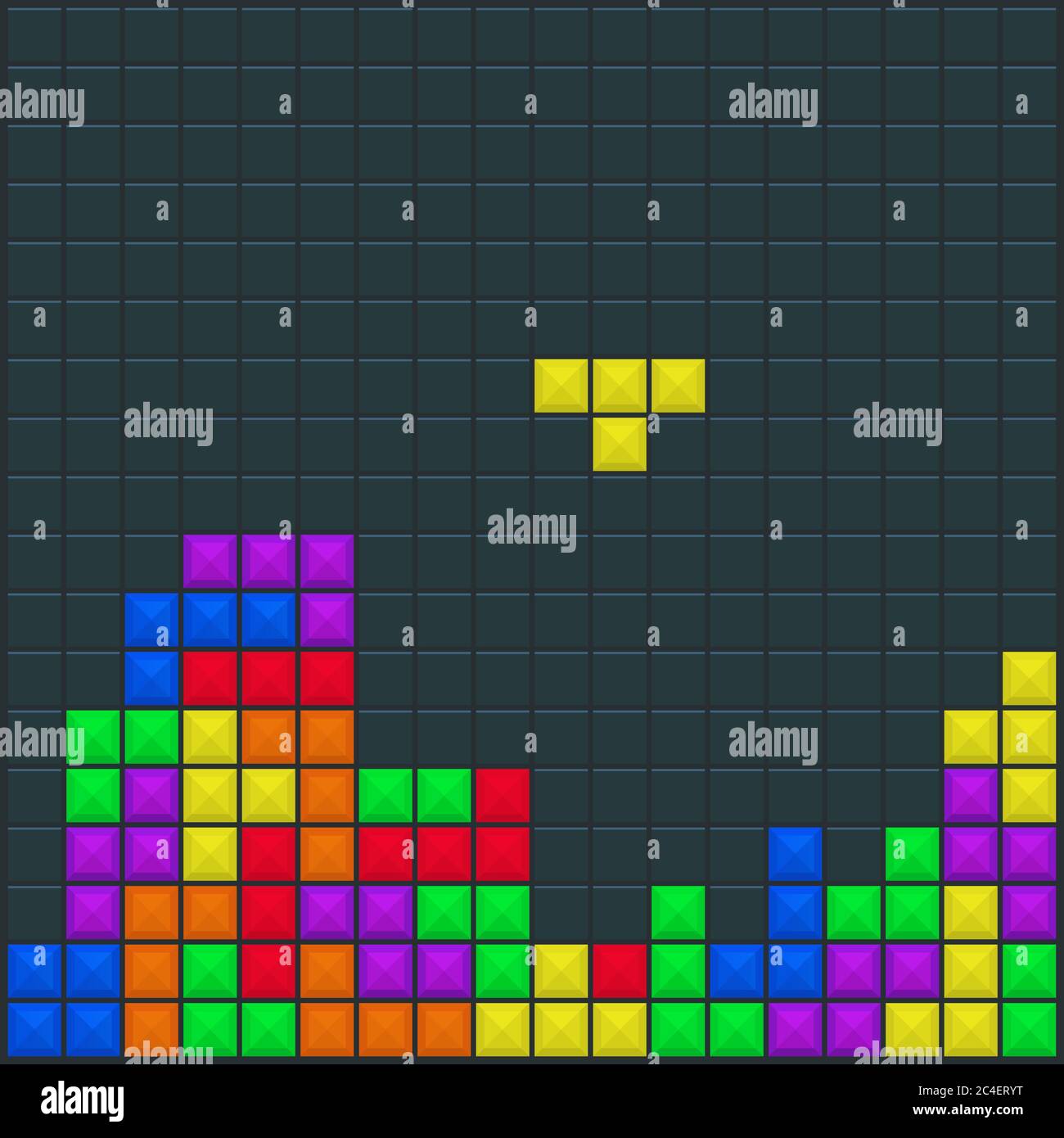 Game tetris square template. Old video game design. Vector illustration ...